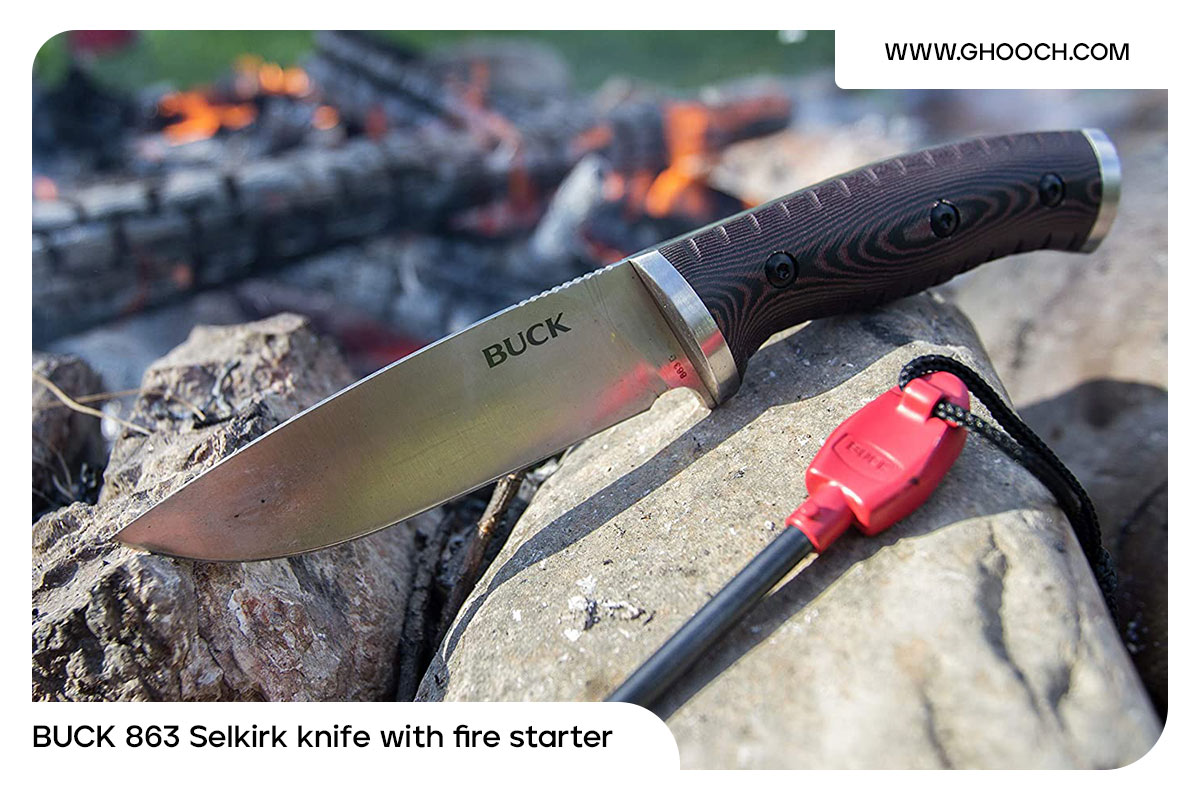 قوچ-مشخصات قیمت خرید کارد شکاری باک 863 همراه با آتش زنه